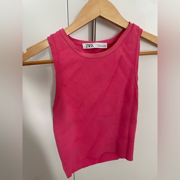 Zara | Tops | Zara Hot Pink Cropped Tank | Poshmark